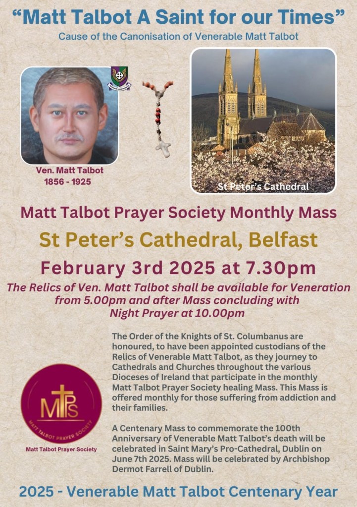 Matt Talbot Prayer Society Monthly Mass – The Parish of St Teresa of ...