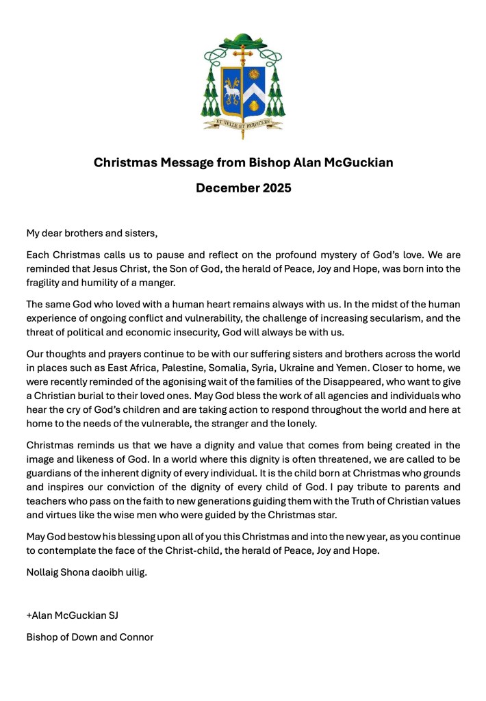 Christmas Message from Bishop Alan McGuckian, December 2025 – The ...