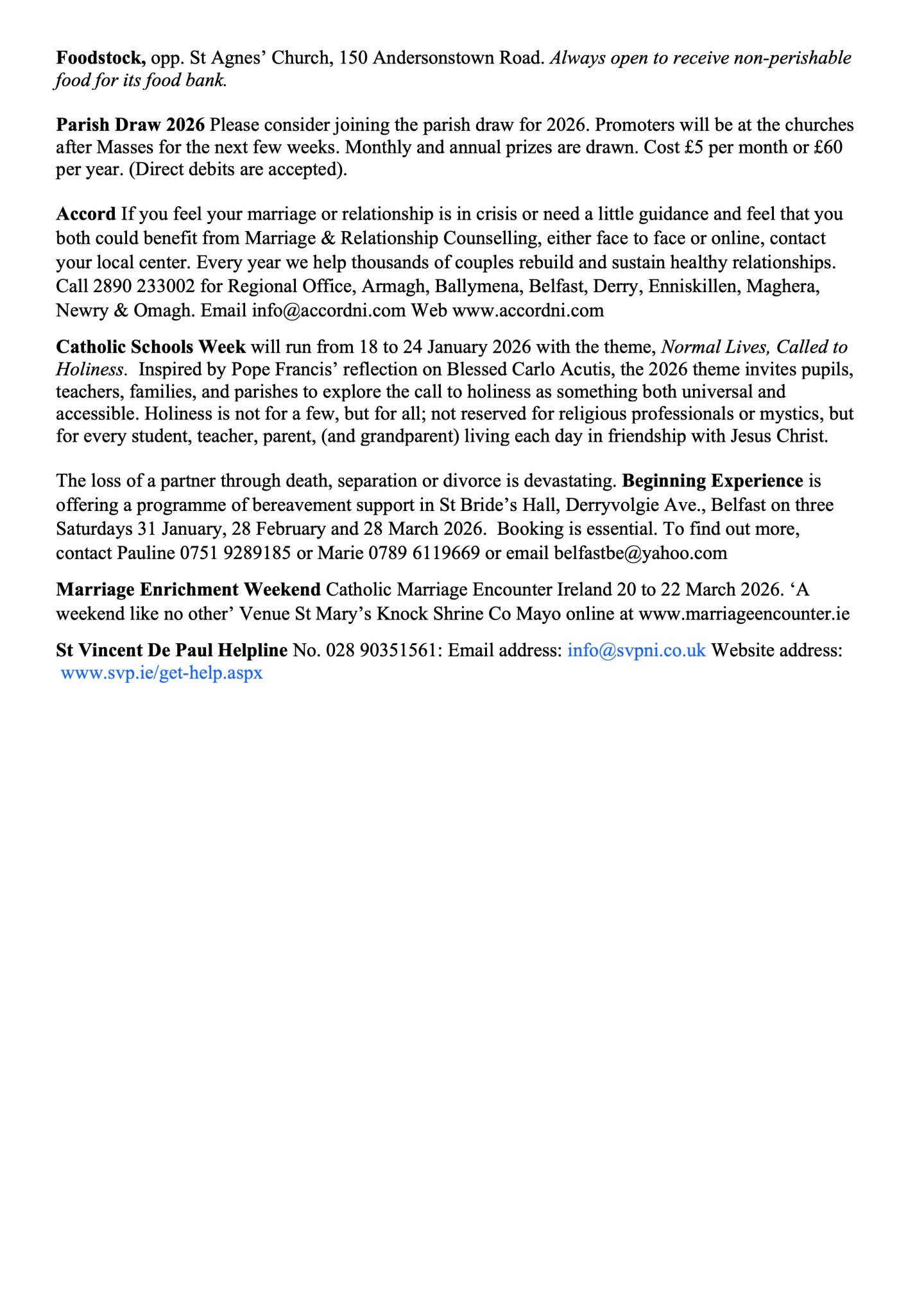 The St Teresa’s Parish Bulletin for Sunday, 11th January 2026 – The ...